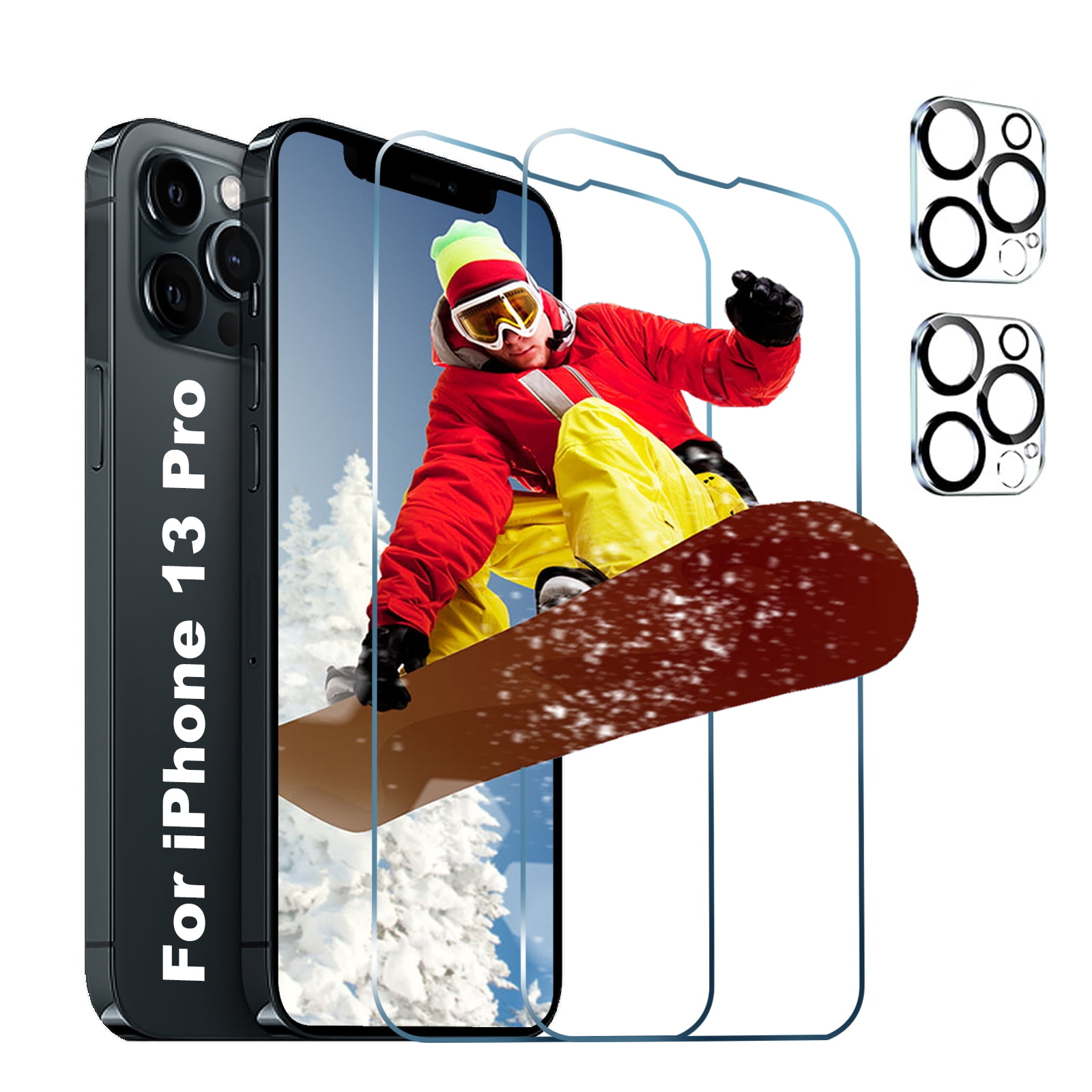 [2+2 Pack]For iphone 13 Pro Screen Protector with Camera Lens Protector ...