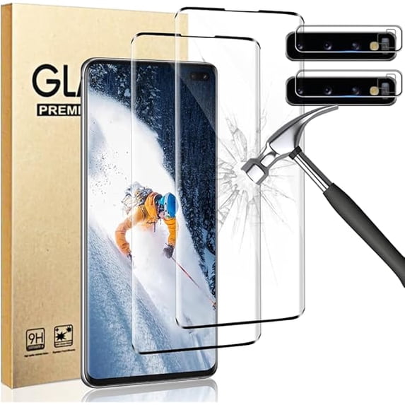 (2+2 Pack) Galaxy S10 Plus Screen Protector With Camera Lens Protector ...