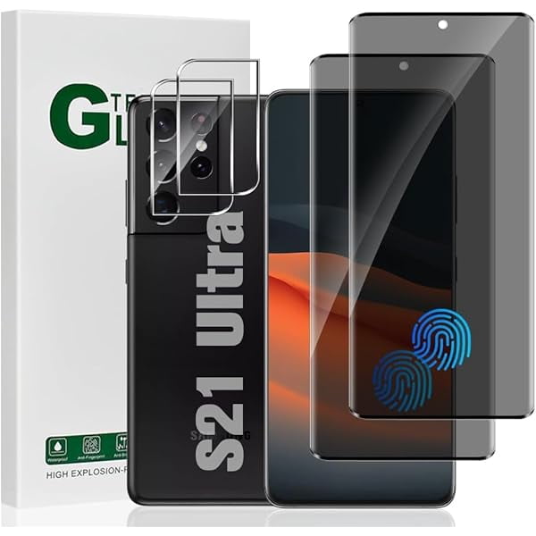(2+2 Pack) For Galaxy S21 Ultra Privacy Screen Protector, Camera Lens ...