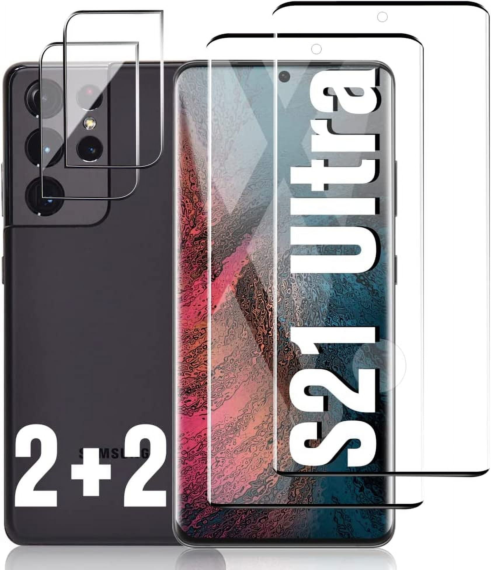 [2+2 Pack] Galaxy S21 Ultra Screen Camera Protector, 9H Tempered Glass ...