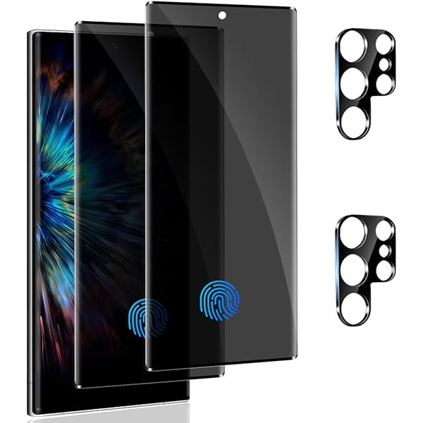 [2+2 Pack] Galaxy S23 Ultra Privacy Screen Protector and Camera Lens ...