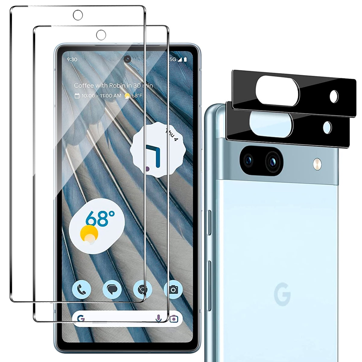 [2+2 Pack] Glass Screen Protector for Google Pixel 7a, 9H Tempered ...