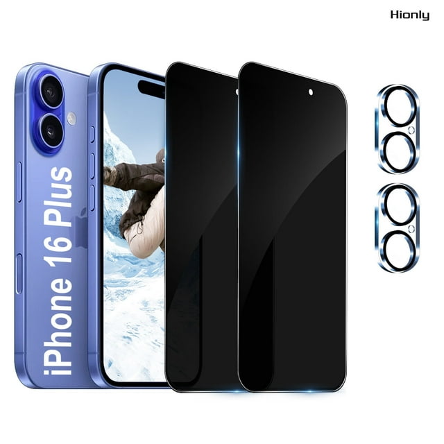 [2+2 Pack] Hionly for iPhone 16 Plus Privacy Screen Protector with ...