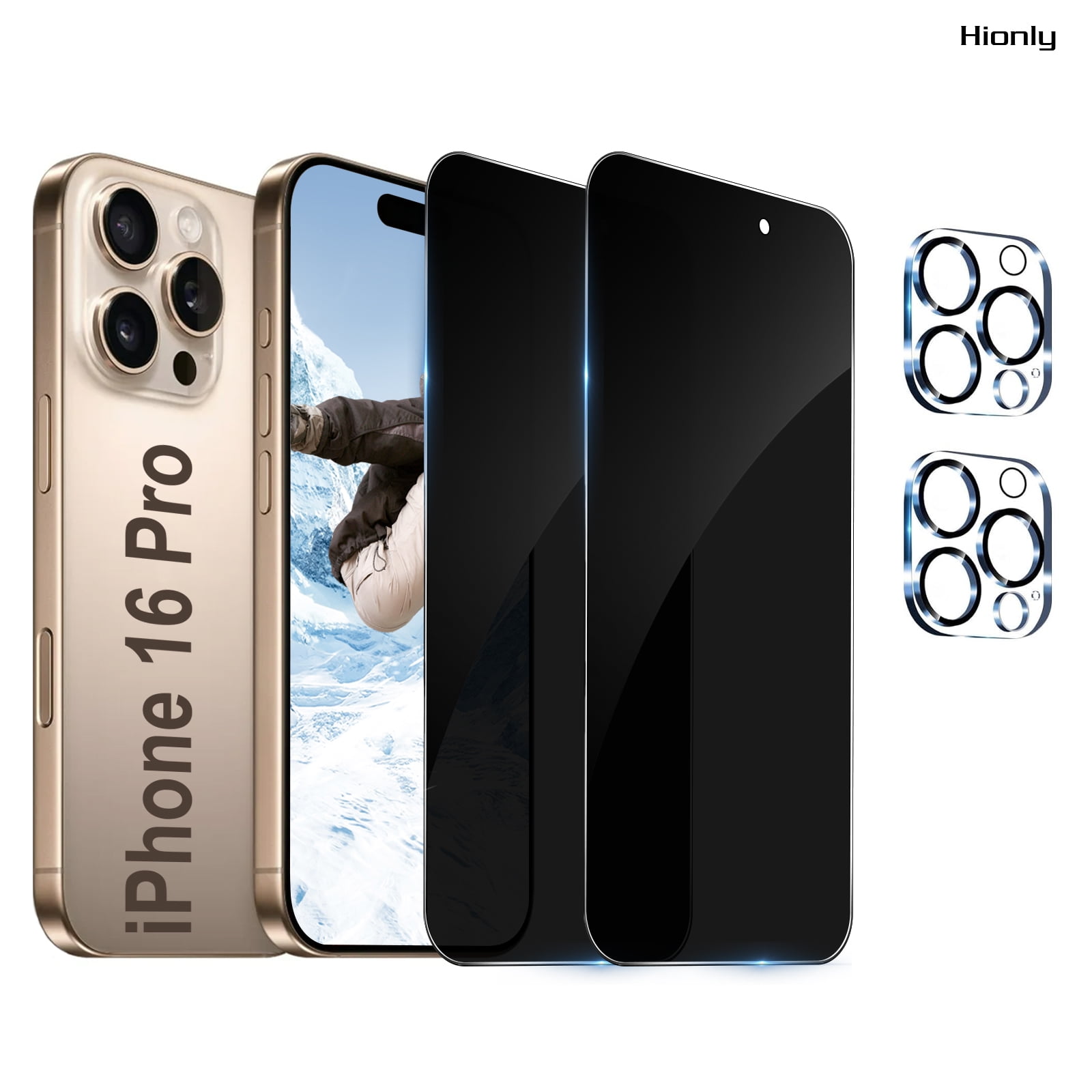 [2+2 Pack] Hionly for iPhone 16 Pro Privacy Screen Protector with ...