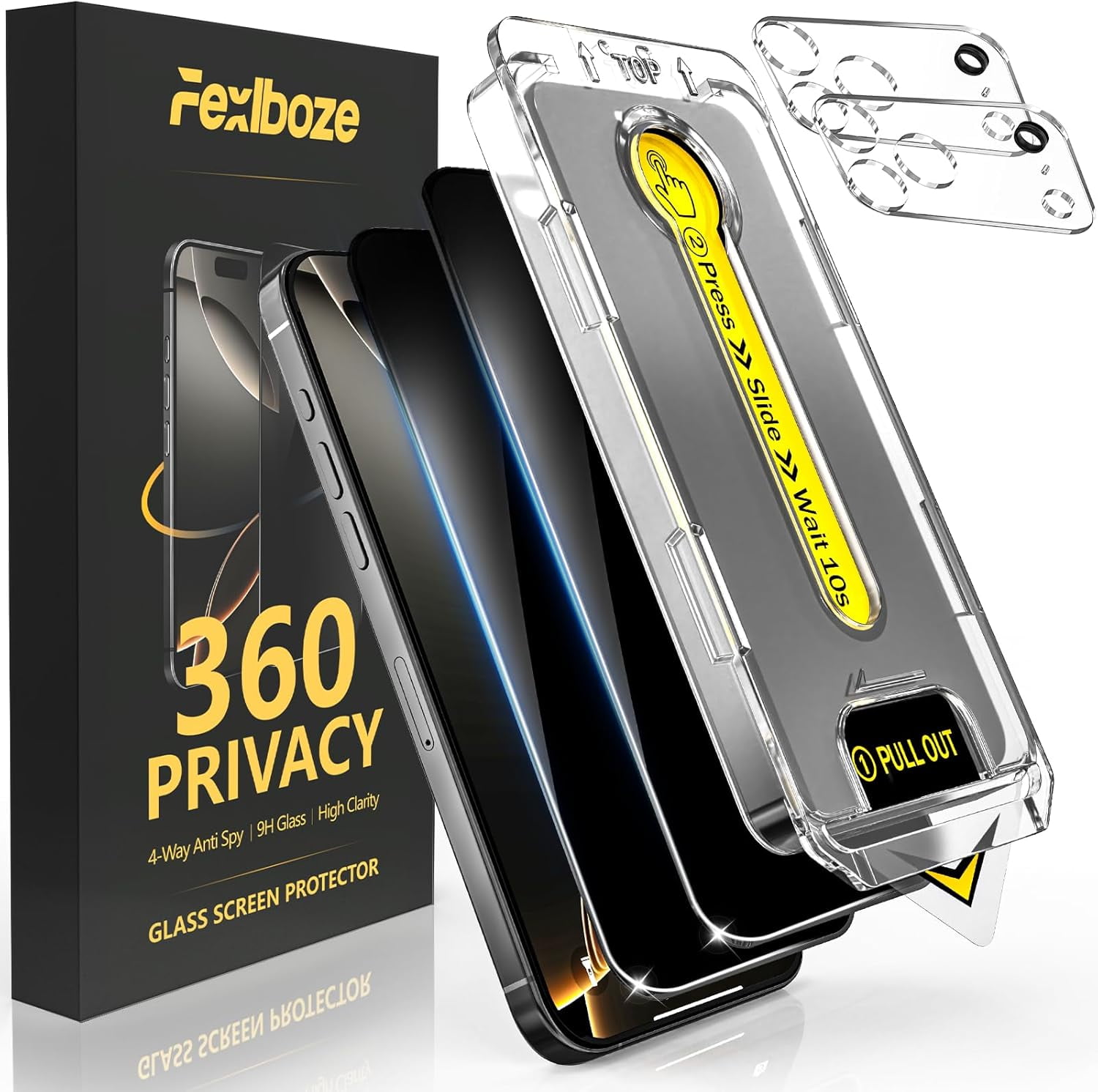 [2+2 Pack Privacy Screen Protector for iPhone 17 Pro [Auto Dust Removal ...