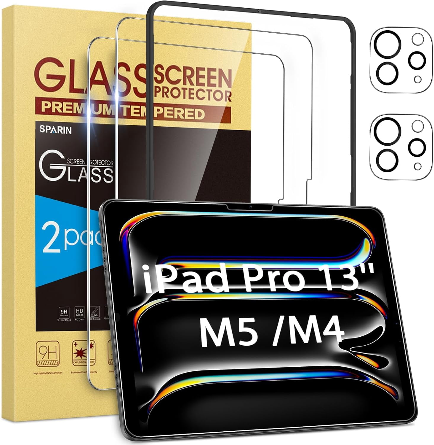 2+2 Pack Screen Protector for iPad Pro 13 inch M5/M4 (2025/2024-8th 7th ...