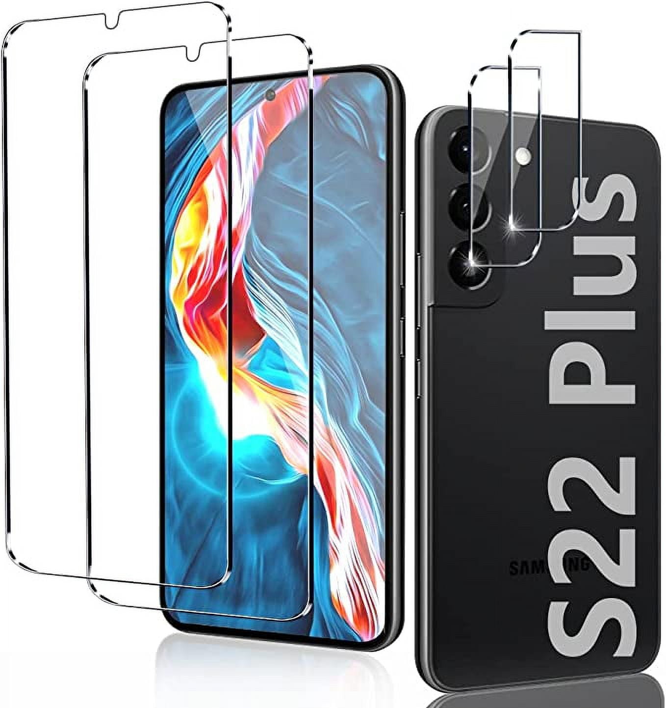 [2+2 Pack] Tempered Glass Screen Protector for Samsung Galaxy S22 Plus 5G, Tempered Glass ...