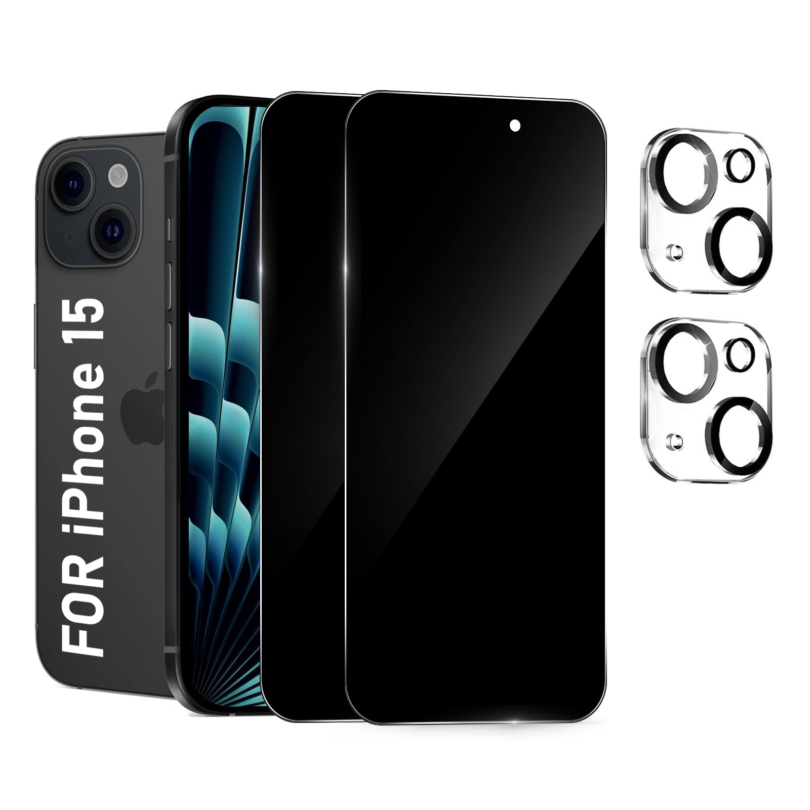 [2+2 Pack]We Life For iPhone 15 Screen Protector,Privacy Tempered Glass ...