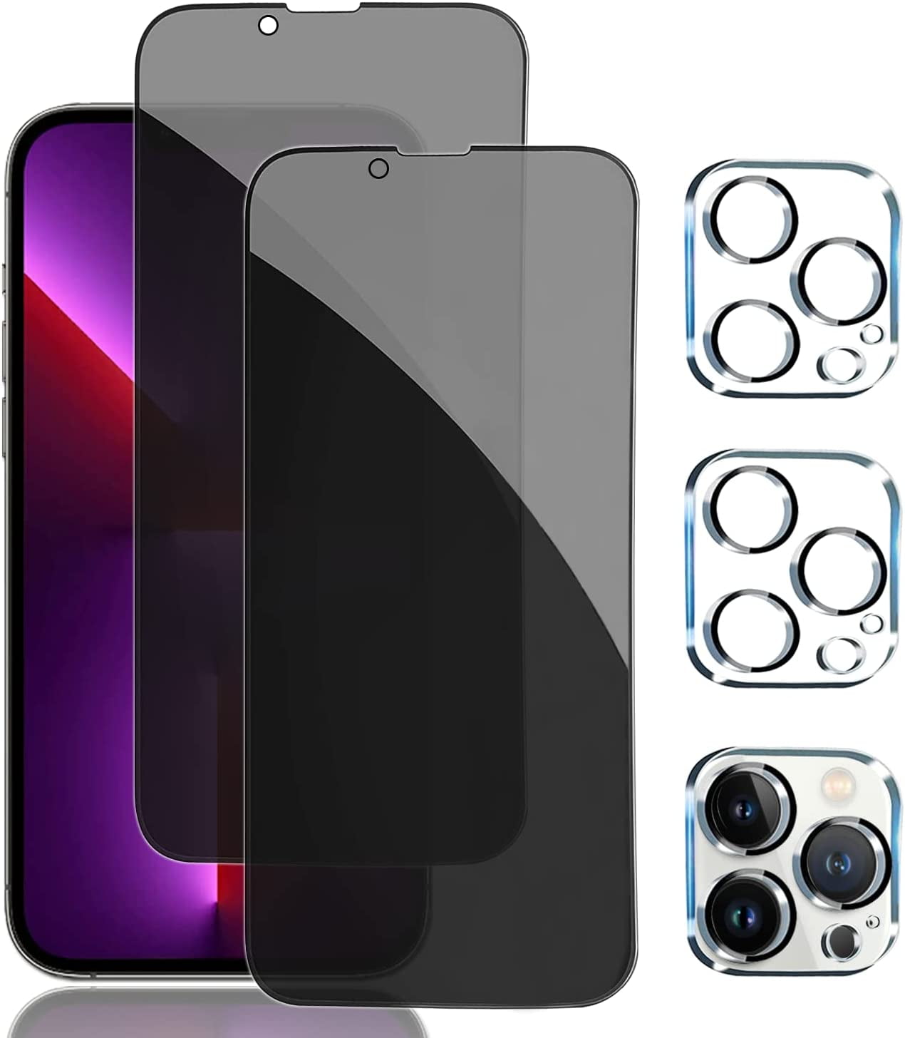 [2+2 Pack] iPhone 13 Pro Max Privacy Screen Protector with Camera Lens ...