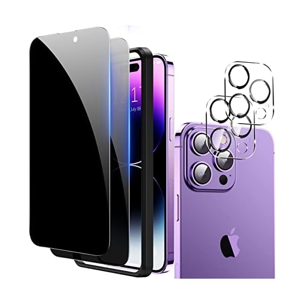 for [2+2 Pack] iPhone 14 Pro Max Privacy Screen Protector with Camera ...