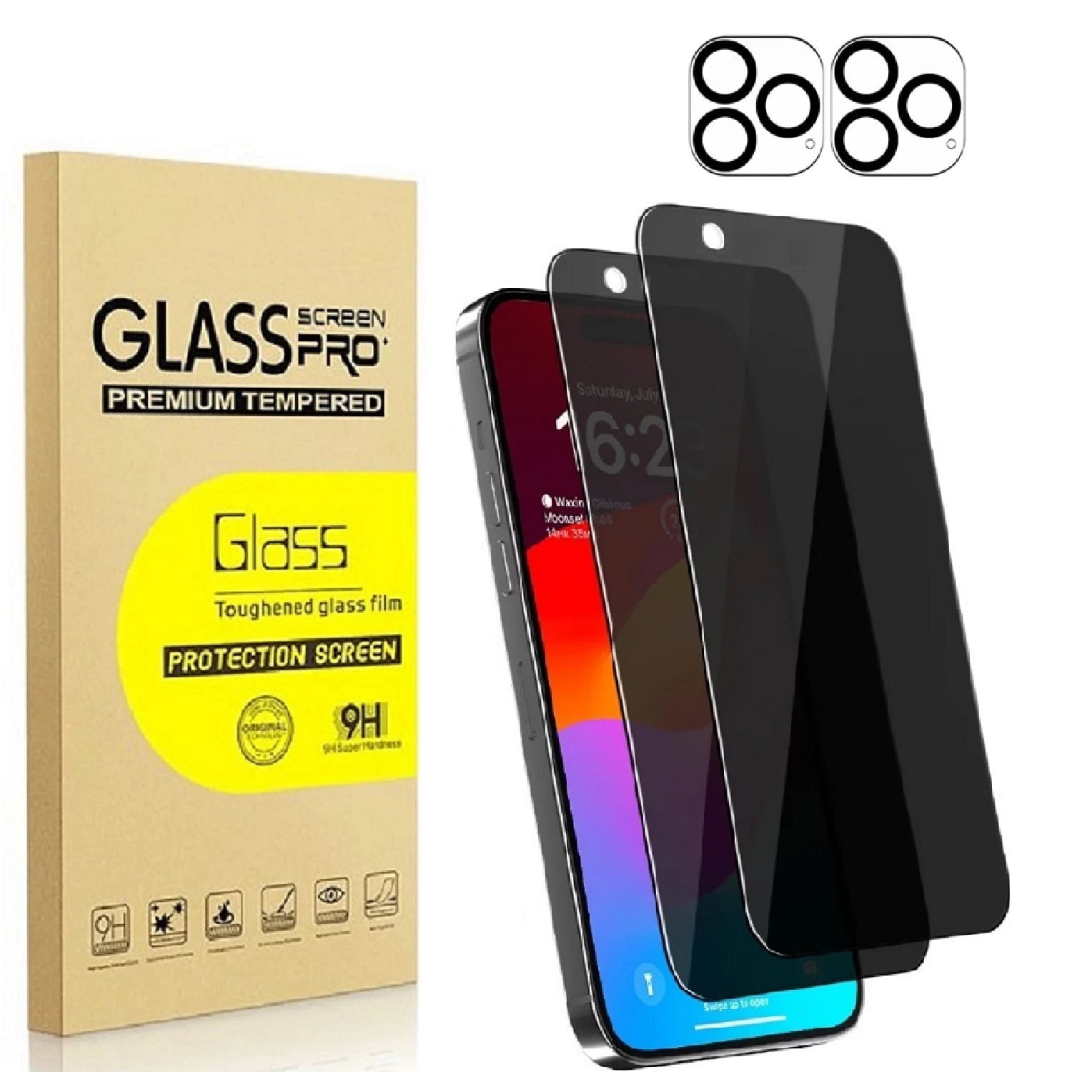 2+2 Pack iPhone 15 Privacy Screen Protector and Camera Lens Protector ...