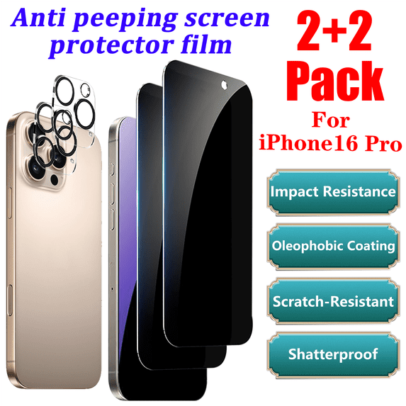 (2+2 Packs) Privacy Screen Protector And Camera Lens Protection For ...