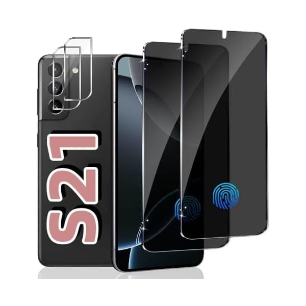 (2+2 Packs) for Samsung Galaxy S21 6.1 Inch Privacy Screen Protector and Camera Lens Protector ...