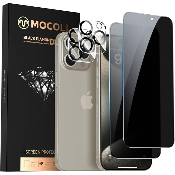 2+2 Packs for iPhone 15 Pro Screen Protector Privacy Tempered Glass 6.7 ...