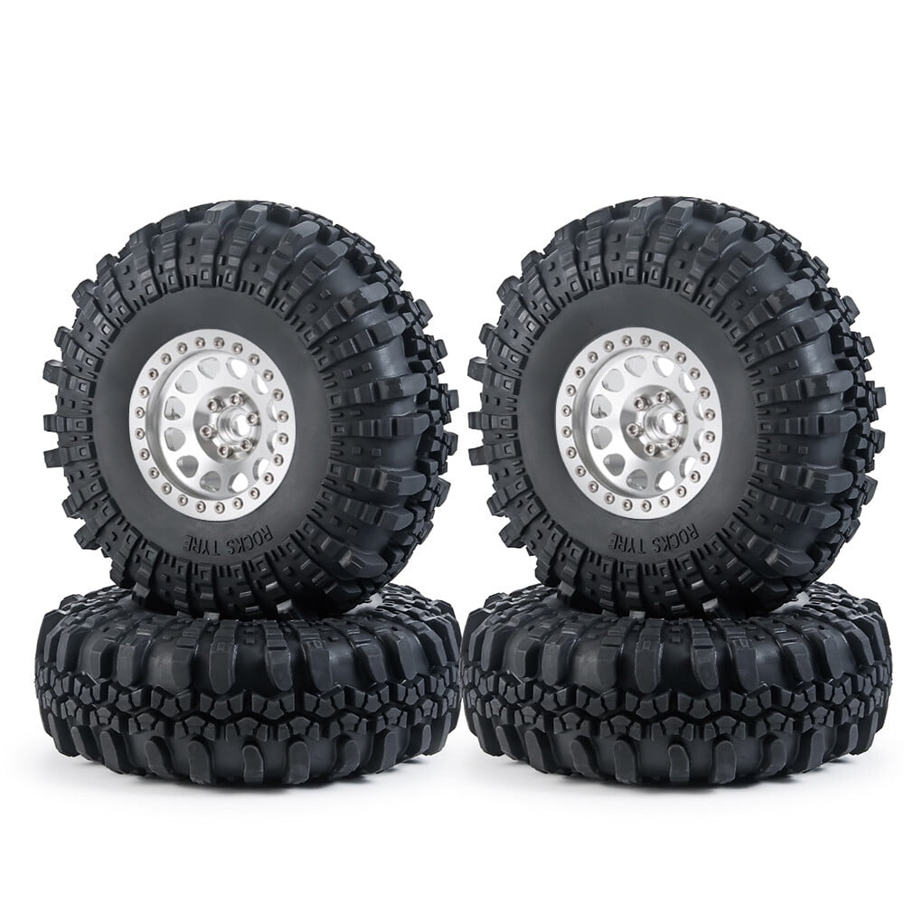 2.2" Tyres Silver Beadlock Wheel Rim 35mm for 1:10 RC Rock Crawler ...