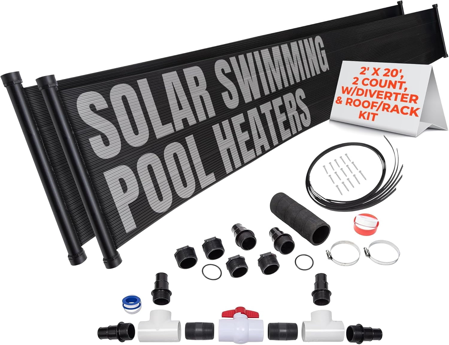 2-2'X20' SunQuest Solar Pool Heater with Diverter And Roof/Rack ...