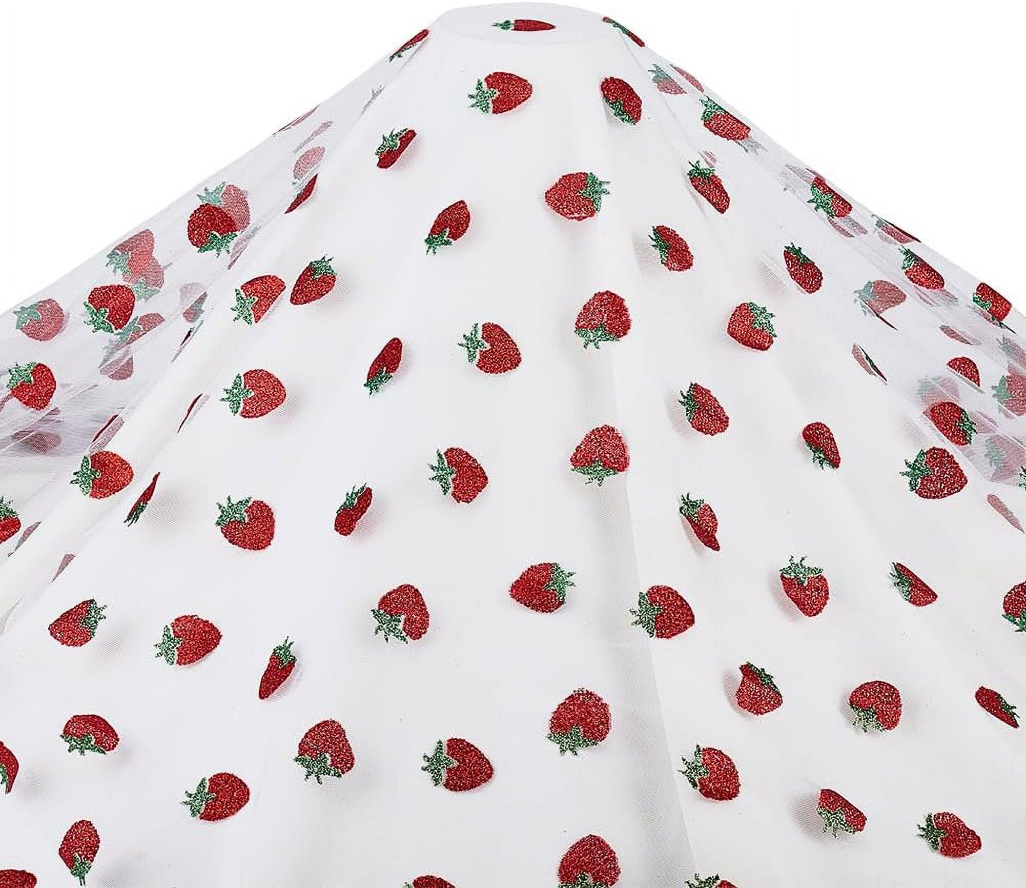 2.2 Yard Fruit Lace Fabric Strawberry Printed Mesh Nylon Tulle Mesh ...