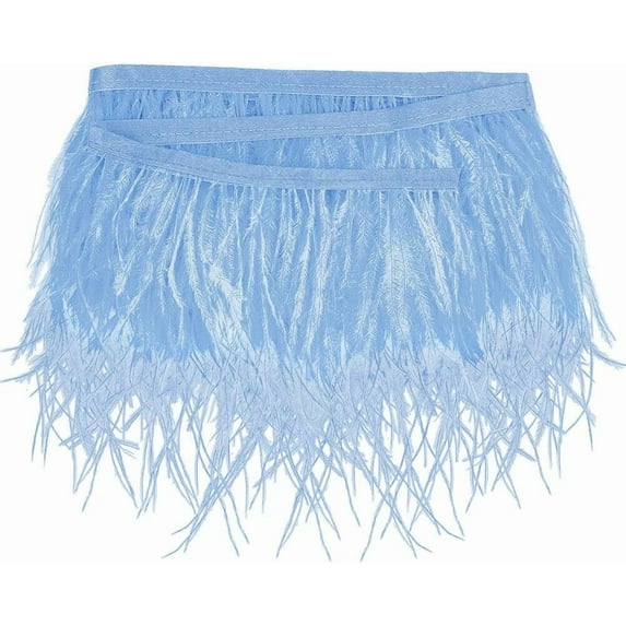 2.2 Yards Light Blue Ostrich Feather Trim 3.9-6.7 Inch Width Fringe ...