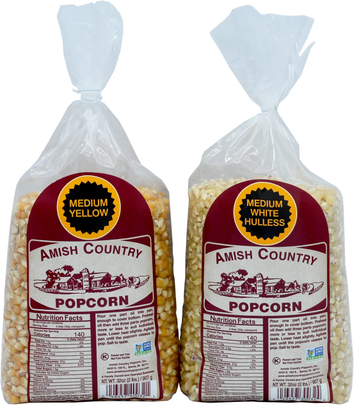 2-2 lb Bags 2 lb Medium White and 2 lb Medium Yellow Kernels Variety ...