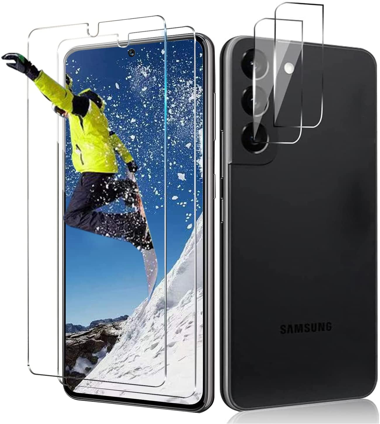 2+2 pack Compatible with Galaxy S22 screen protector, with lens ...