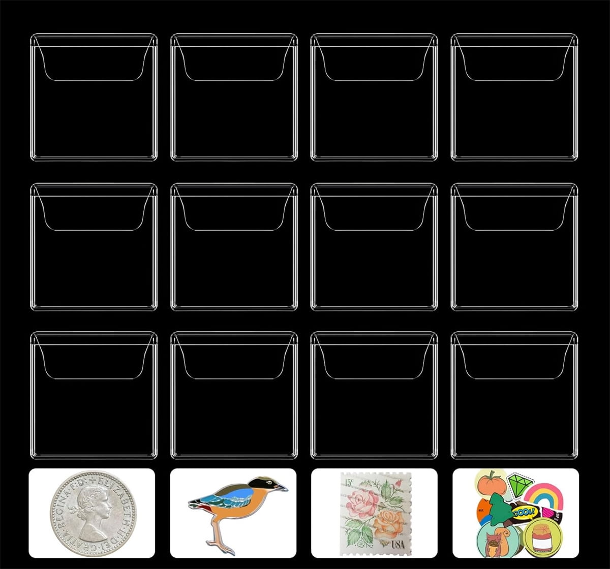 2.2 x 2 Inch Single Pocket Coin Sleeves,50Pack Reusable Individual ...