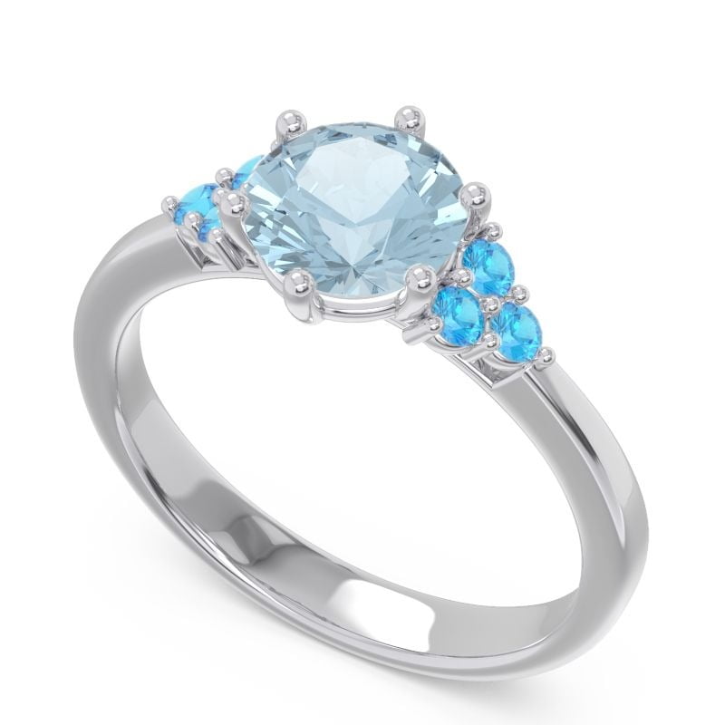 2.20 Carat Latest Design Round Cut Aquamarine & Blue Topaz Gemstone ...