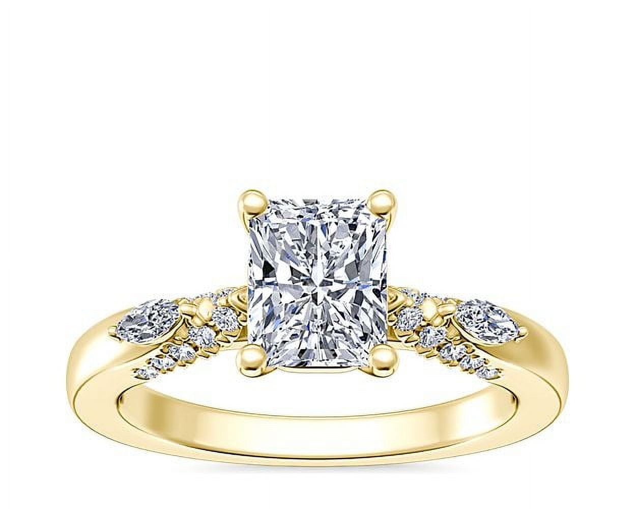 2.20 Ct Radiant Cut Moissanite Diamond Wonderful Wedding Ring for Women Solid 18K Yellow Gold ...