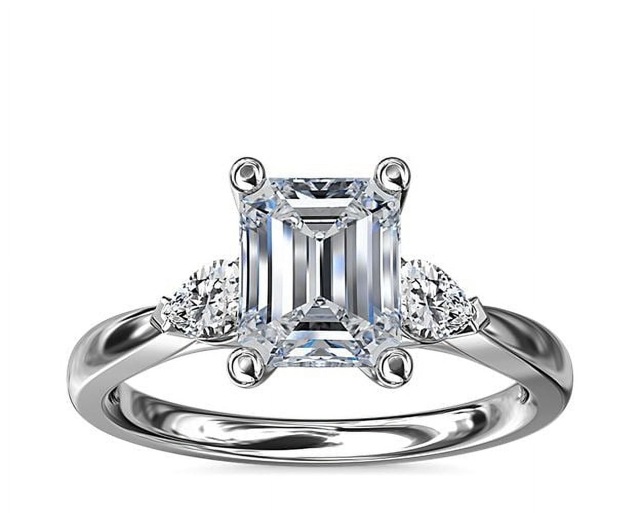 2.20 Carat Unique Emerald Cut Moissanite 3 Stone Engagement Ring for ...