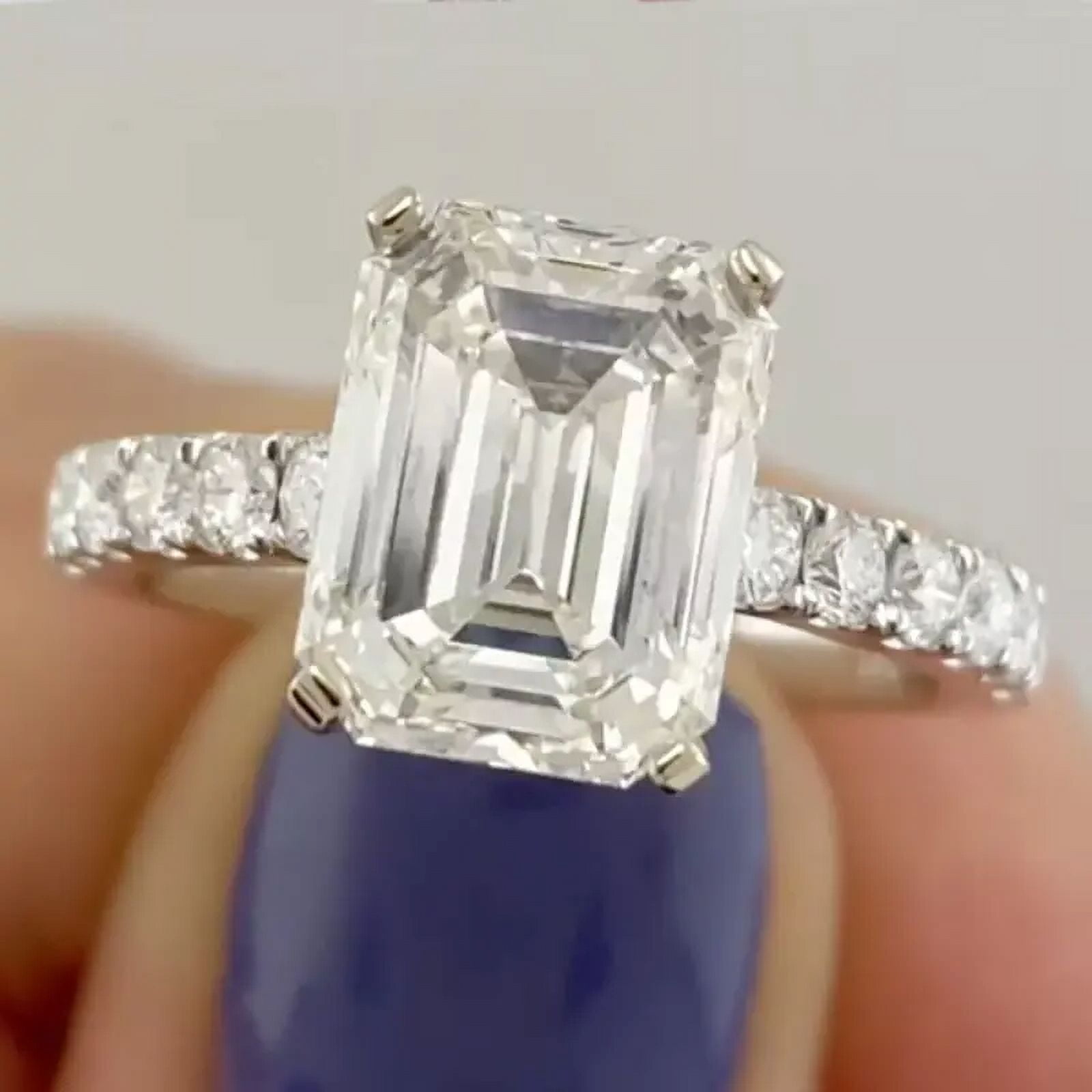 2.20 Ct Emerald-Cut Certified Moissanite Solitaire Wedding Ring ...