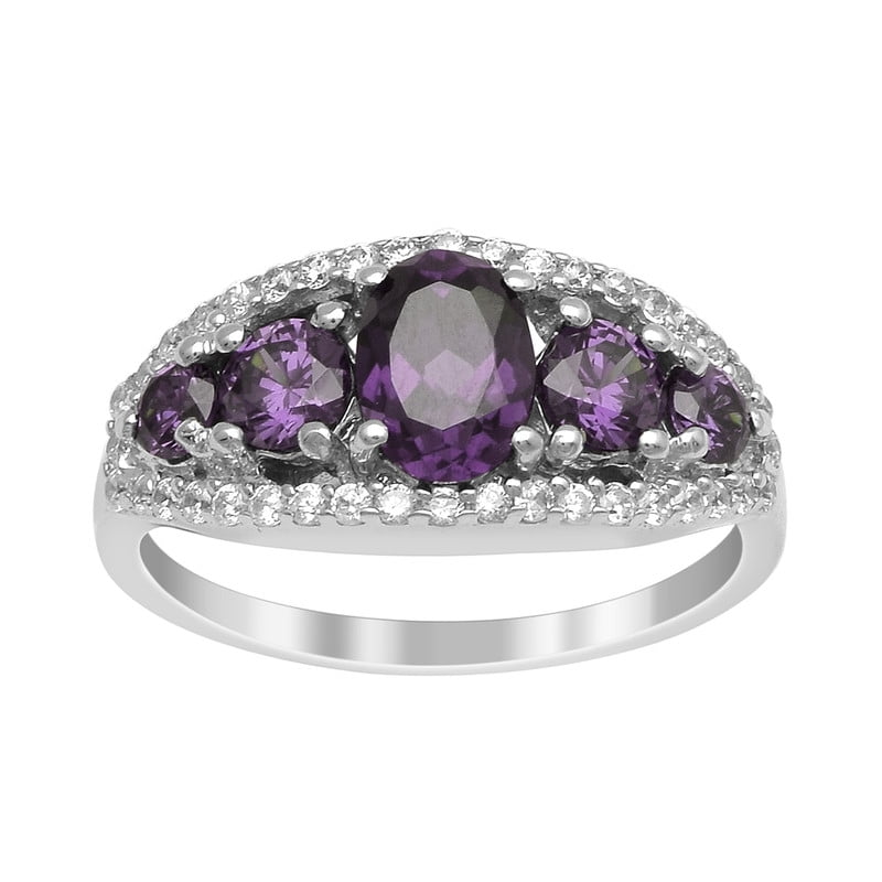 2.20 Ctw Oval Shape Amethyst 925 Sterling Silver Women Love Promise Wedding Ring - Walmart.com
