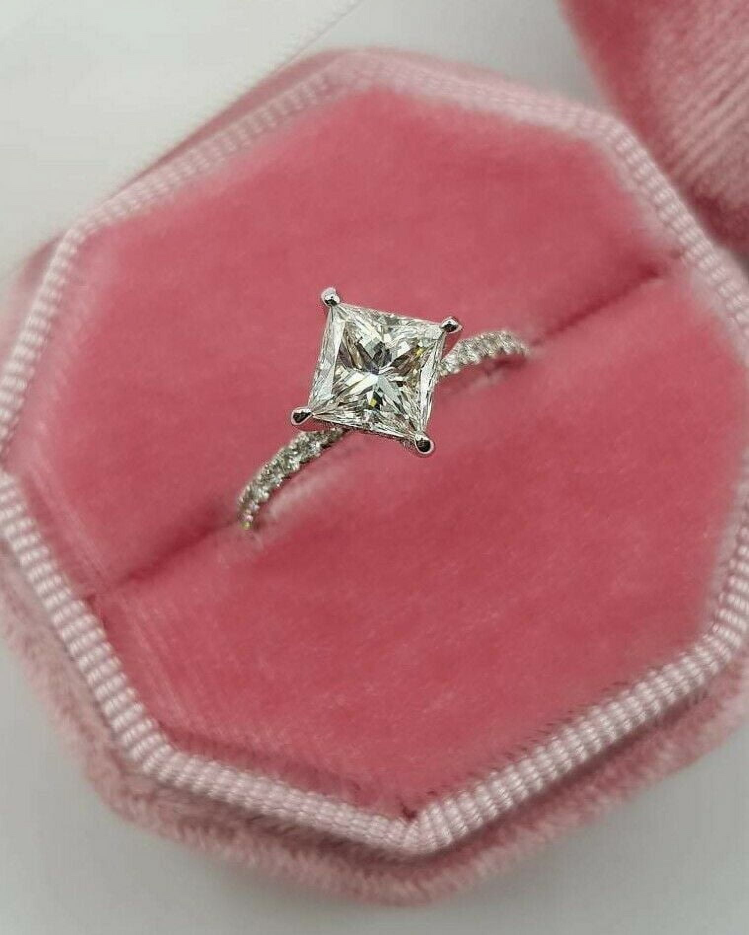 2.20Ct Princess Cut Lab Created Diamond Women's Engagement Ring 14K ...