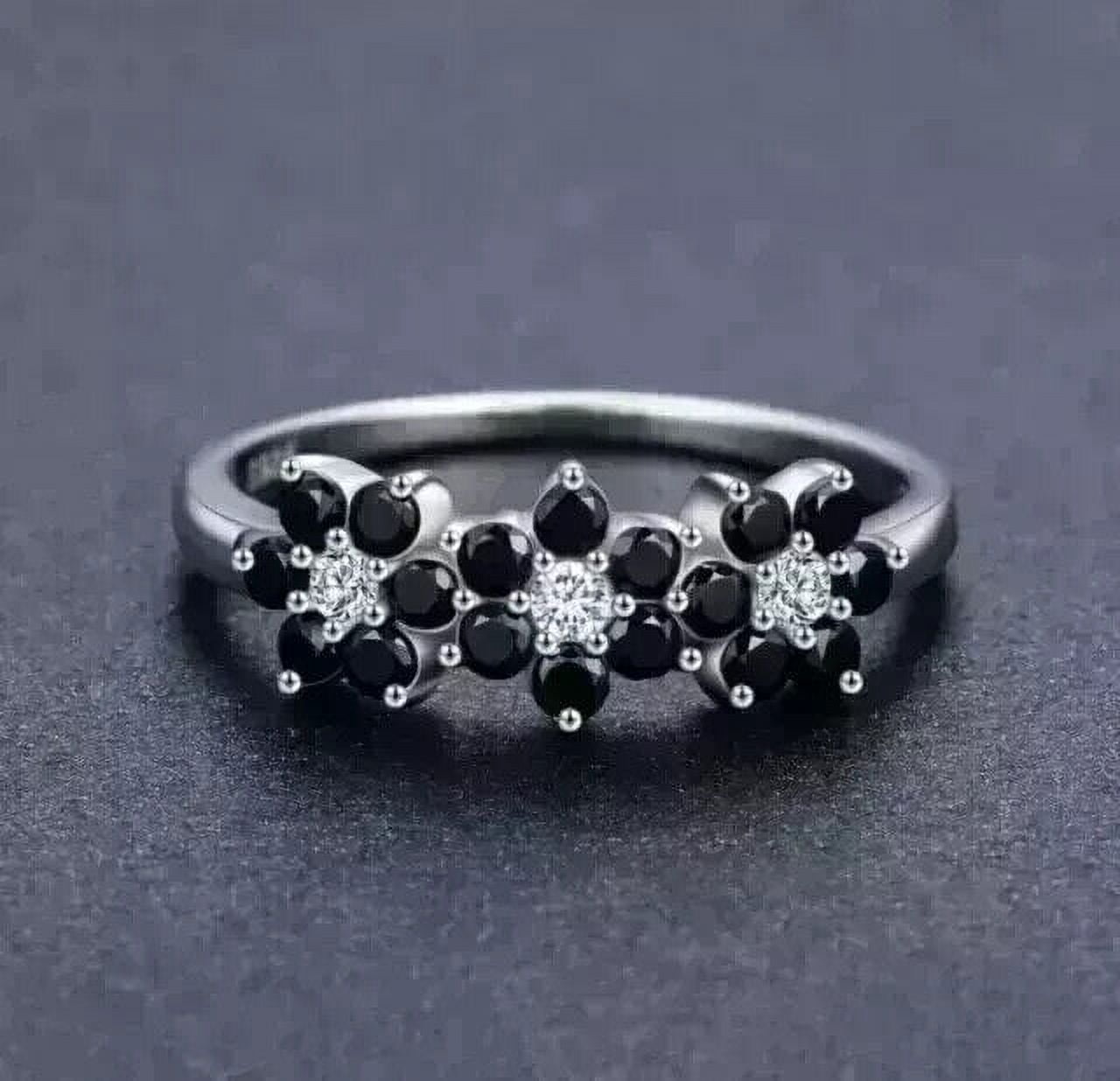2.20Ct Round Lab-Created Black Diamond Women's Wedding Ring 14K White ...