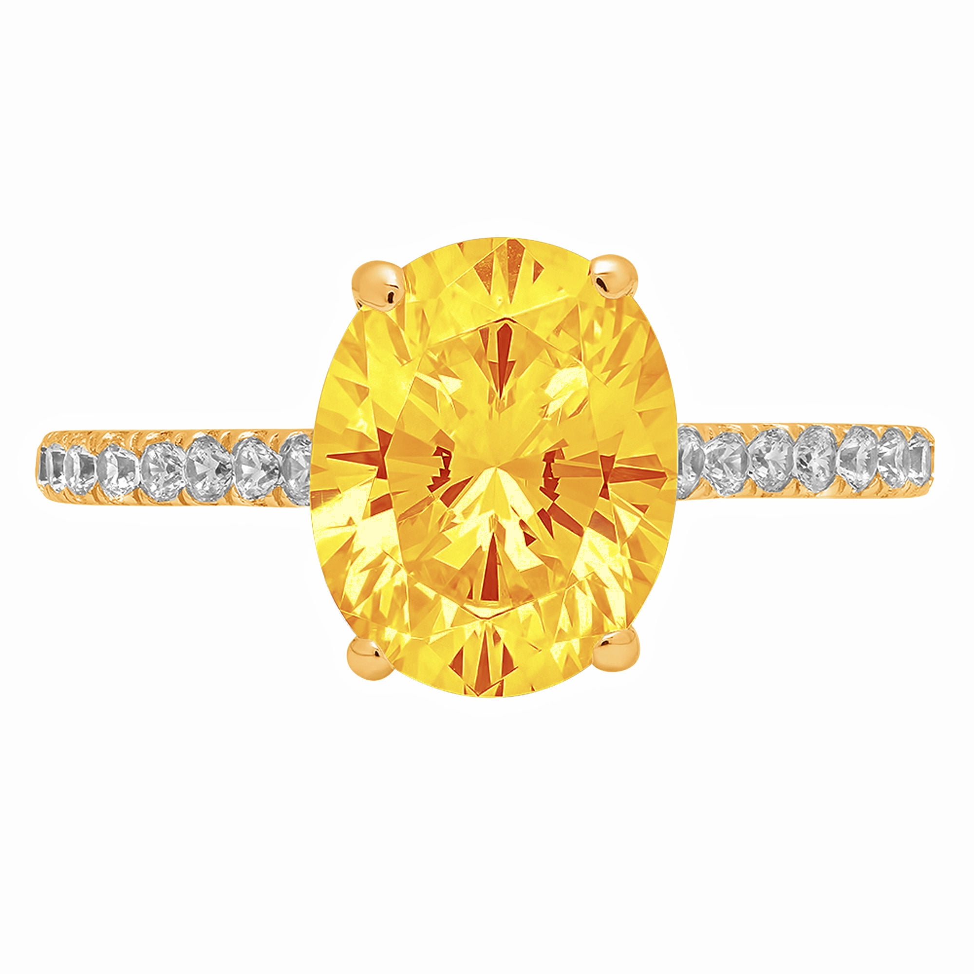 2.21 ct Oval Cut Natural Citrine Solitaire with Simulated Diamond ...