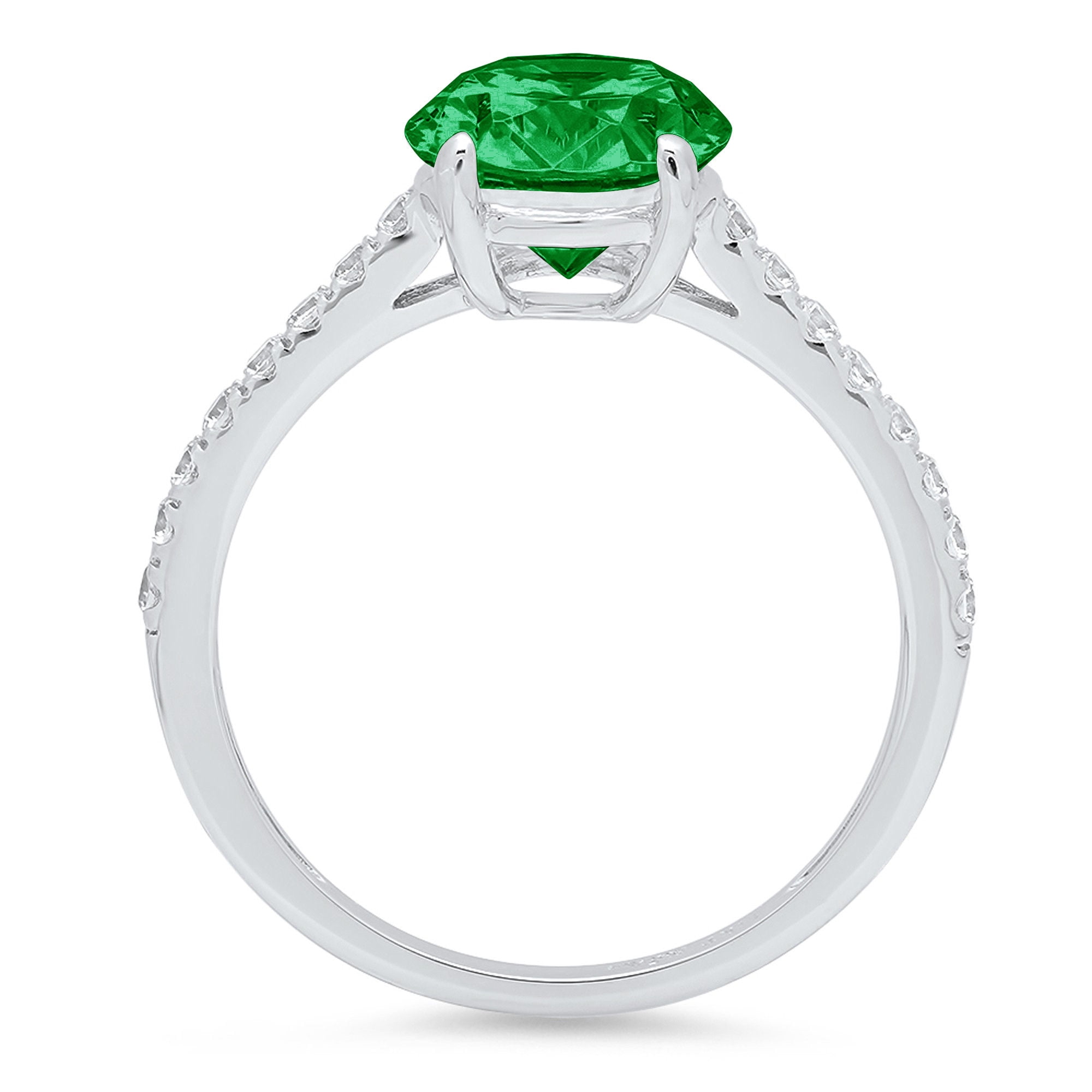 2.21 ct Oval Cut Simulated Emerald Solitaire with Accents Engagement ...