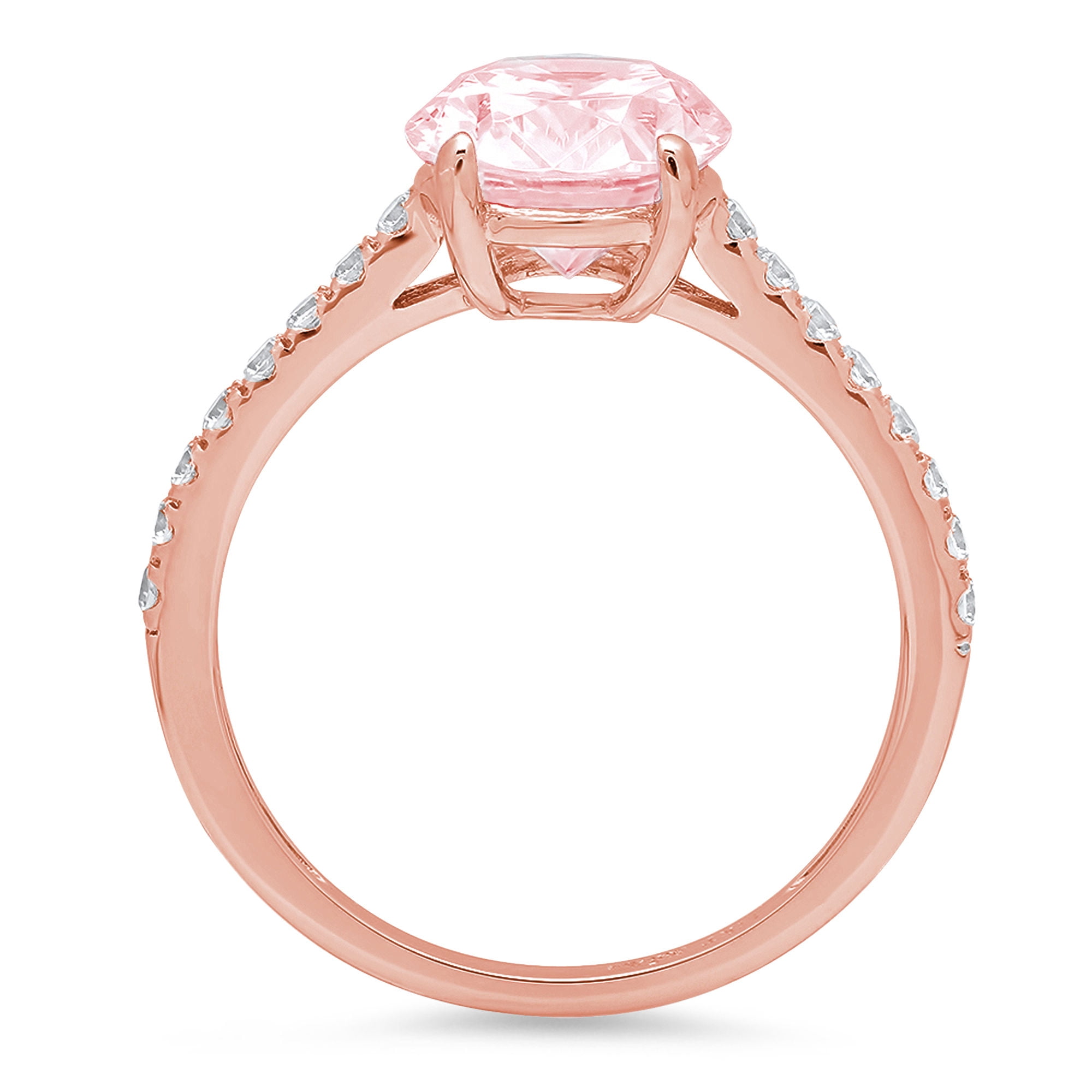 2.21 ct Oval Cut Simulated Pink Diamond Solitaire with Accents ...