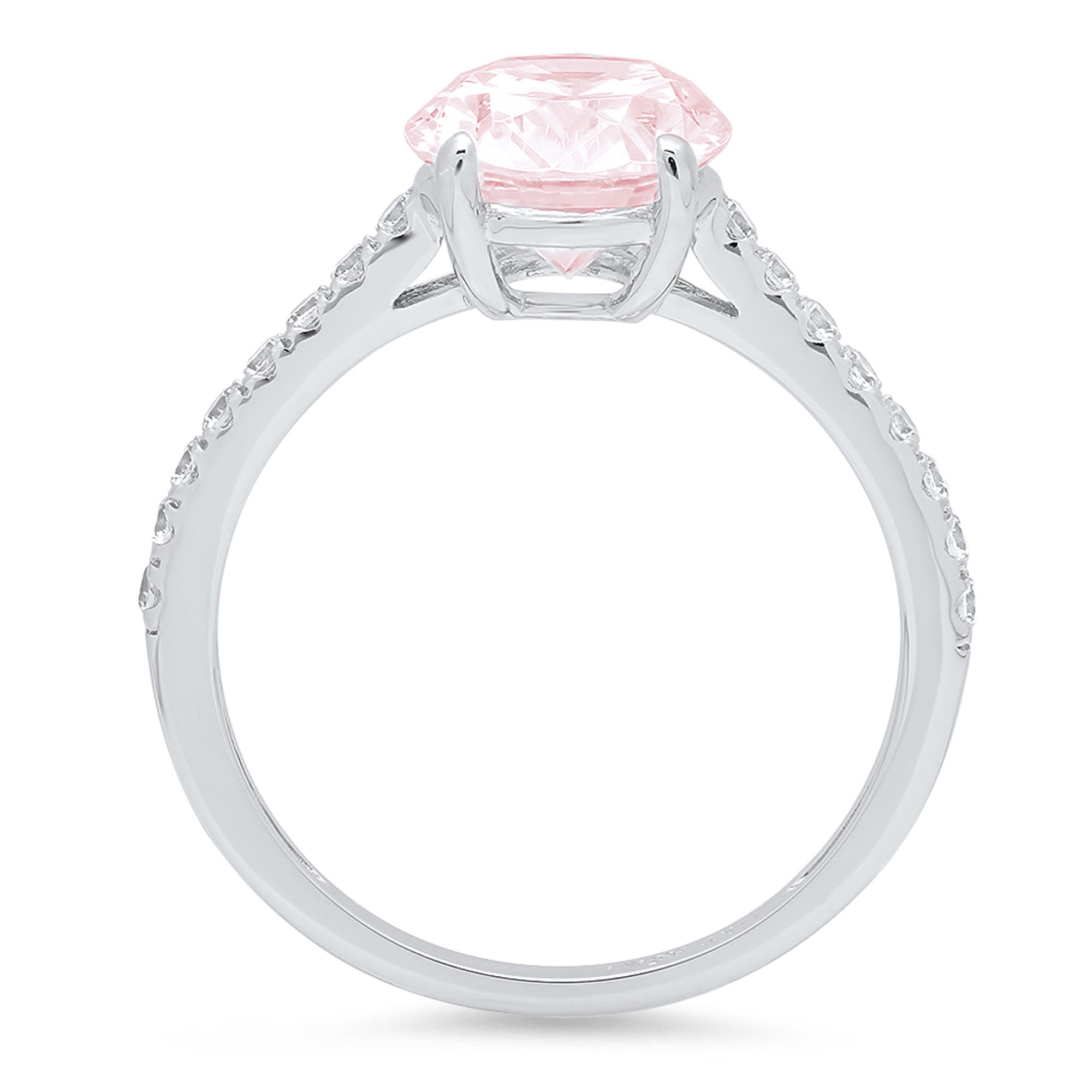 2.21 ct Oval Cut Simulated Pink Diamond Solitaire with Accents ...