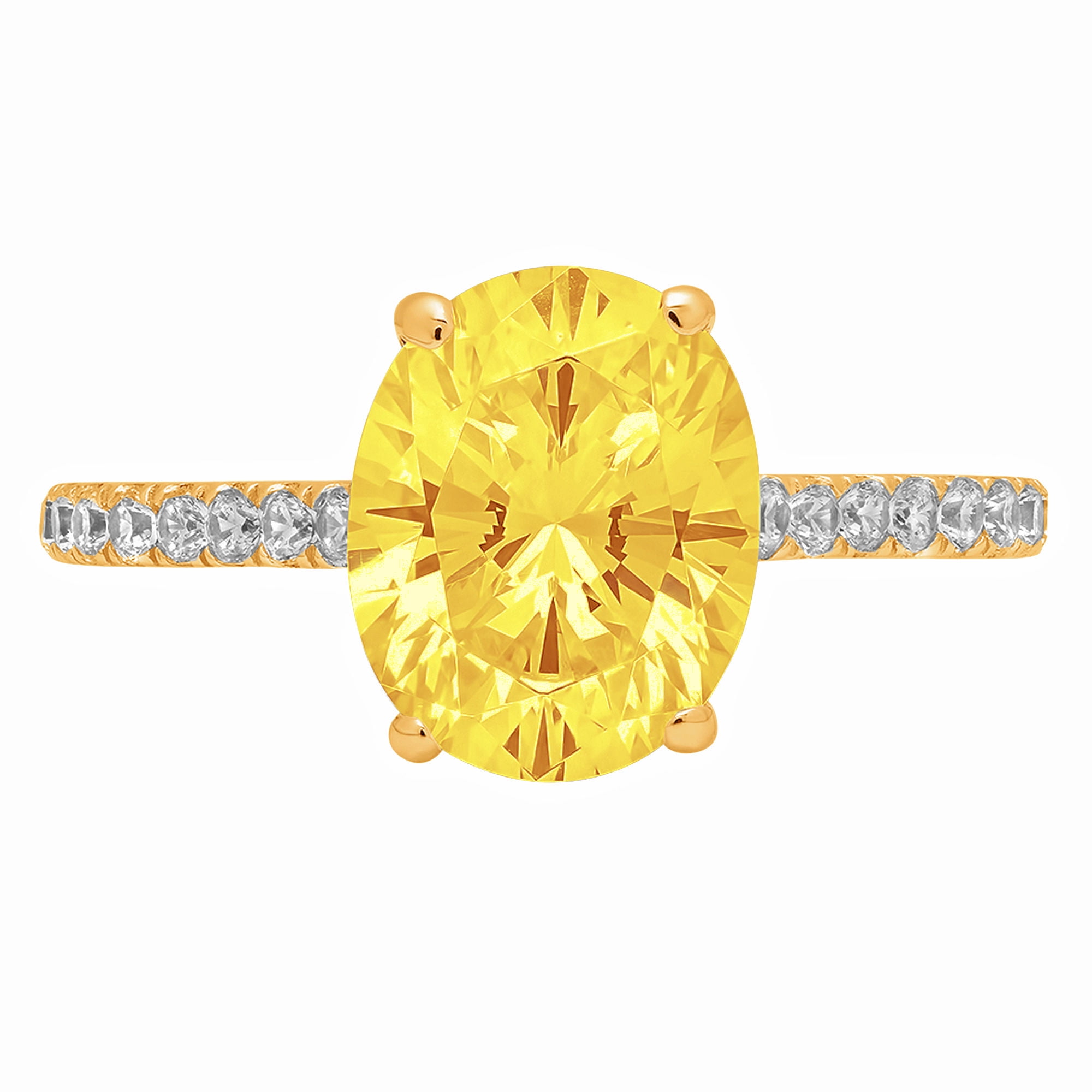 2.21 ct Oval Cut Simulated Yellow Diamond Solitaire with Simulated ...
