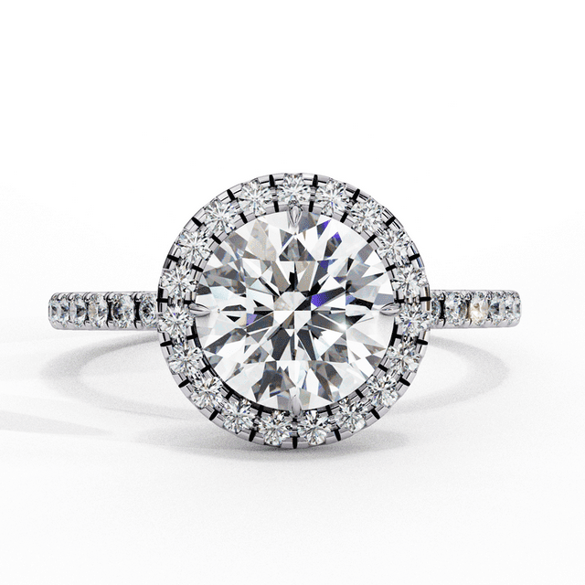 2.22 CT Round Cut Lab Grown Diamond Halo With Pave Set Wedding Ring ... 2.22 CT Round Cut Lab Grown Diamond Halo With Pave Set Wedding Ring ...
