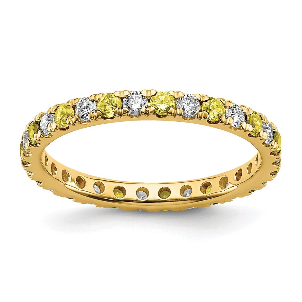 2.23mm 14k Gold Lab Grown Diamond SI1 SI2 G H I and Created Yellow Sapp ...