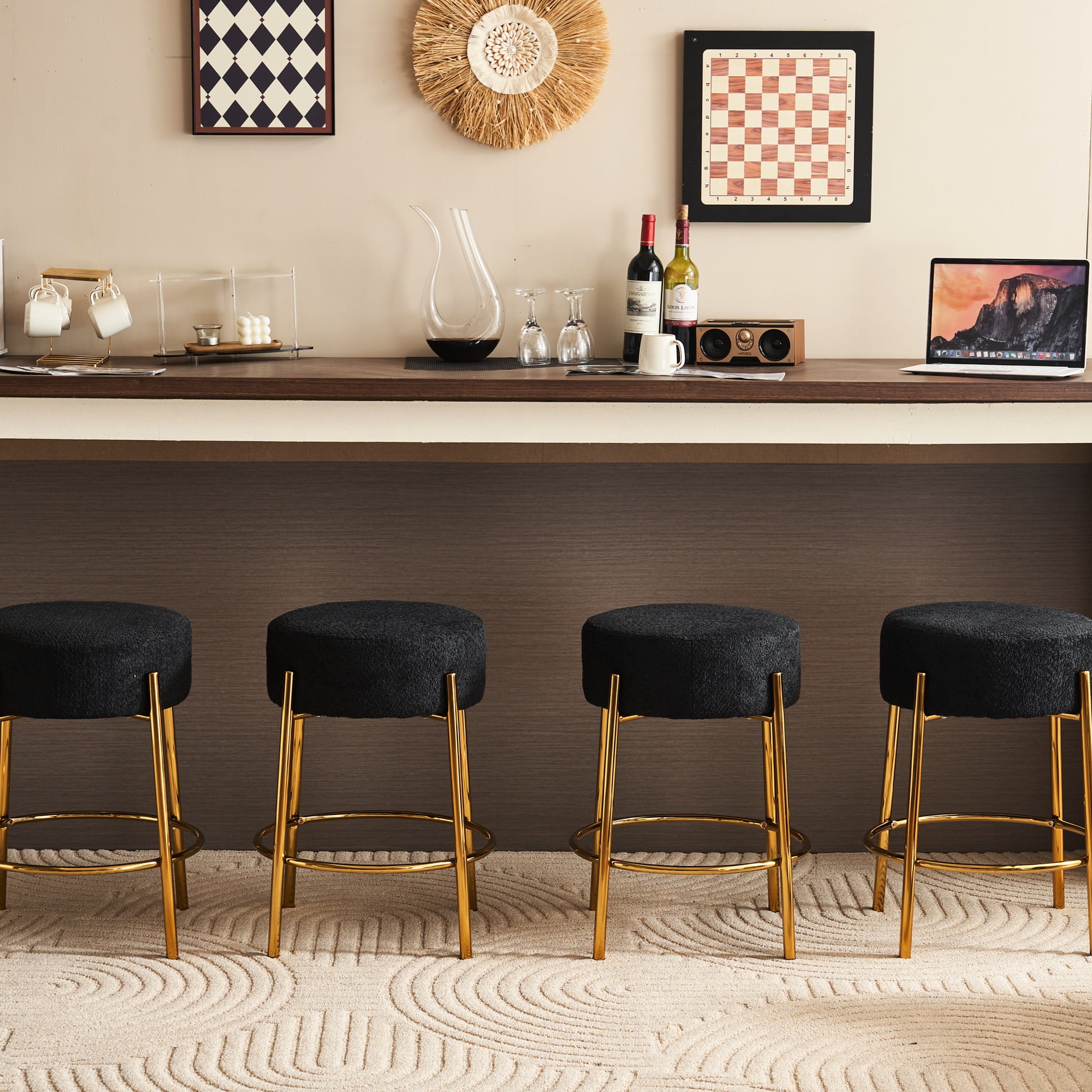 Of 2 24" Bar Stools - Upholstered With Foam For Kitchens & Dining Areas ...