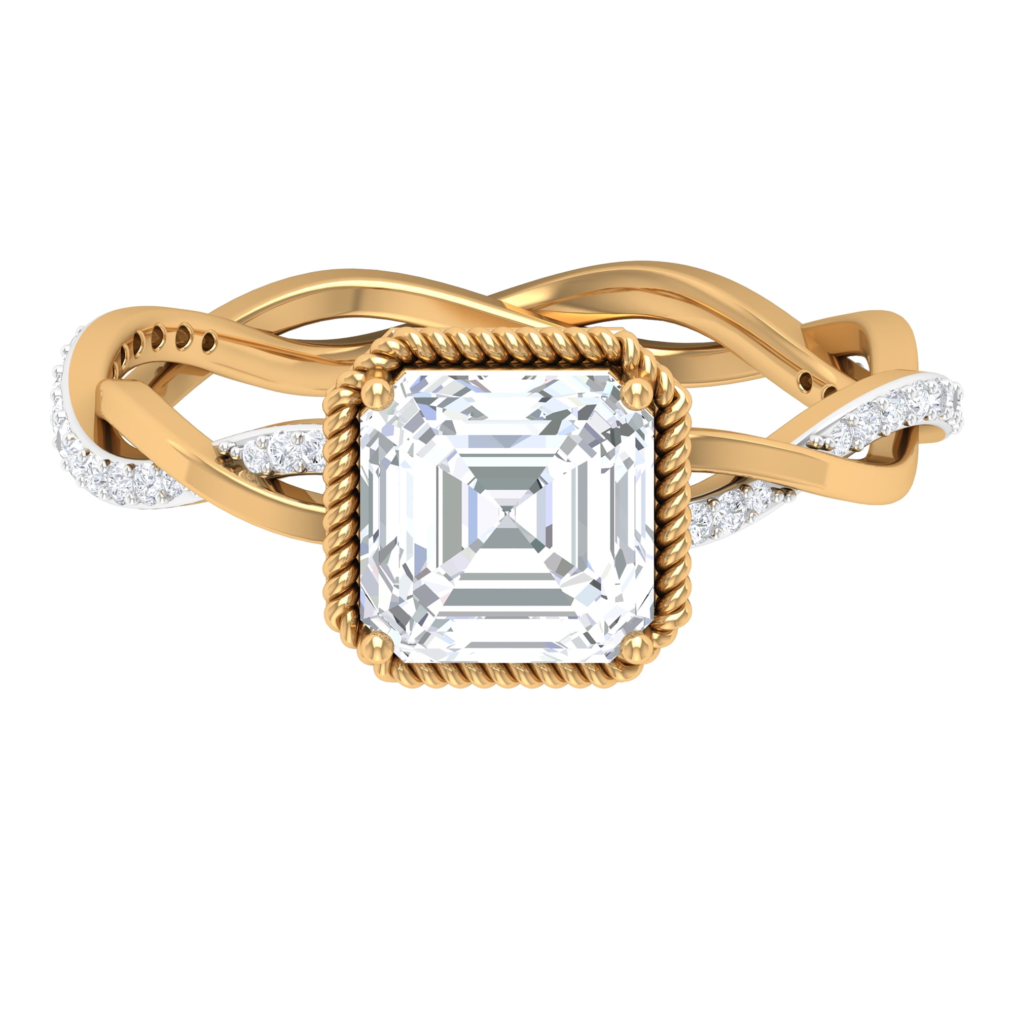 2.25 CT Moissanite Solitaire Engagement Ring for Women, 7 MM Asscher Cut Moissanite Engagement ...