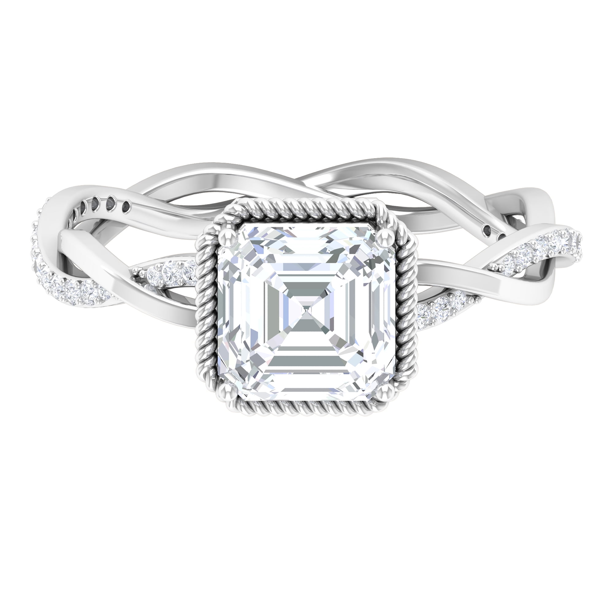 Rosec Jewels 2.25 CT Moissanite Solitaire Engagement Ring for Women, 7 MM Asscher Cut Moissanite ...
