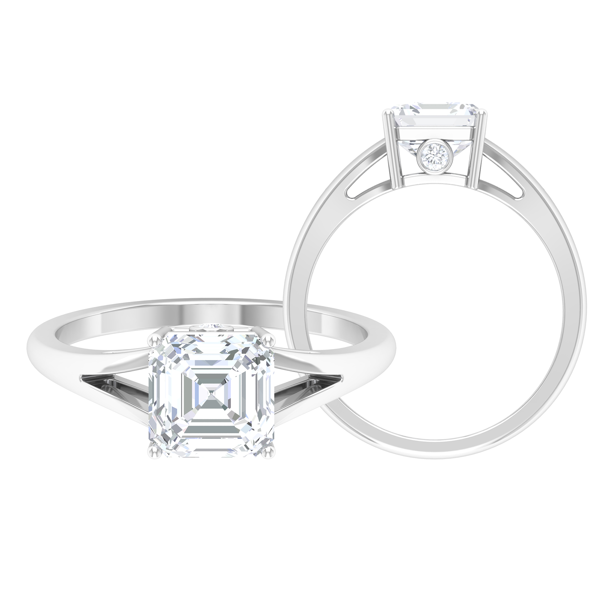2.25 CT Moissanite Solitaire Ring for Women, 7 MM Asscher Cut Moissanite Engagement Ring ...