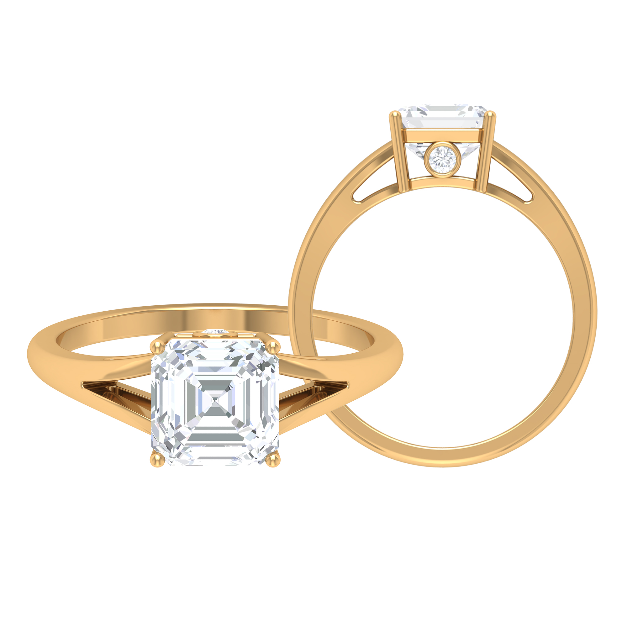 Rosec Jewels 2.25 CT Moissanite Solitaire Ring for Women, 7 MM Asscher Cut Moissanite Engagement ...