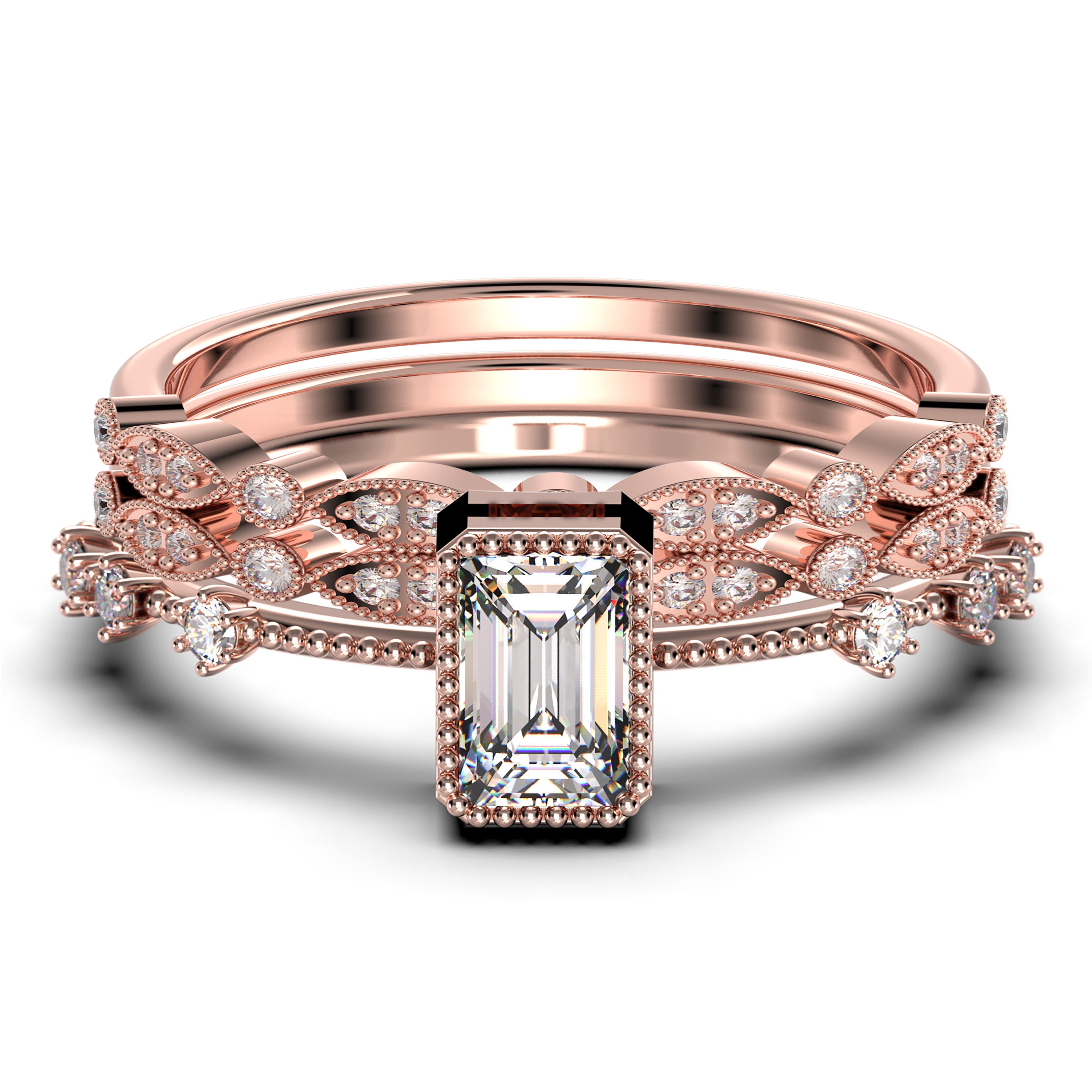 2.25 Carat Emerald Cut Diamond Moissanite Thin Engagement Ring, Slim ...