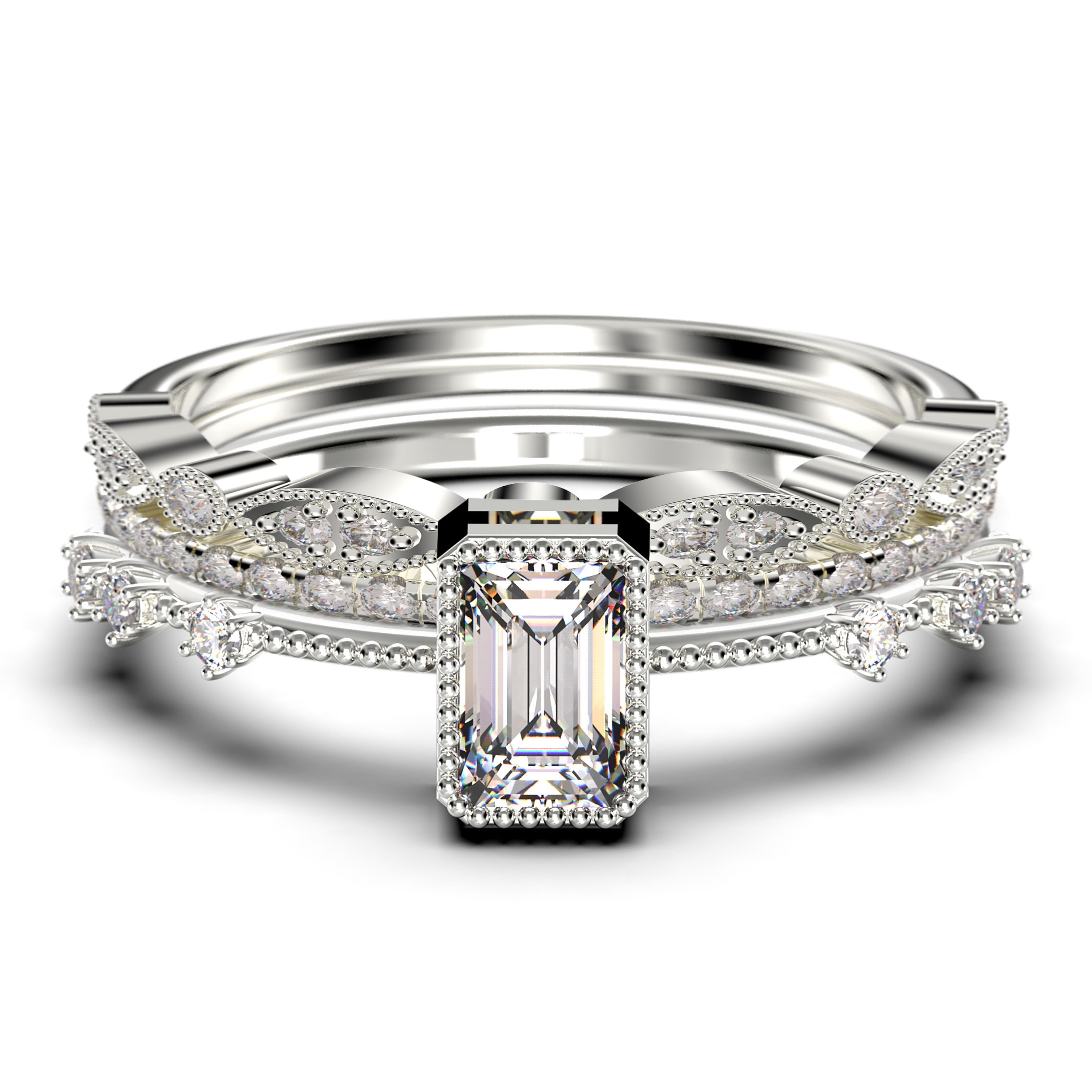 2.25 Carat Emerald Cut Diamond Moissanite Thin Engagement Ring, Slim ...