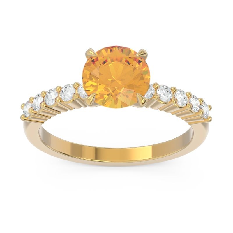 2.25 Carat Round Cut Natural Diamond (F-G/VS1) & Citrine Gemstone ...
