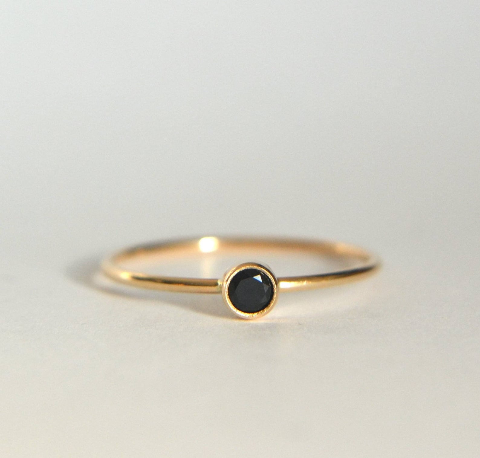 2.25 Ct Black Spinel Round Cut Gold Plated Ring 925 Sterling Silver ...