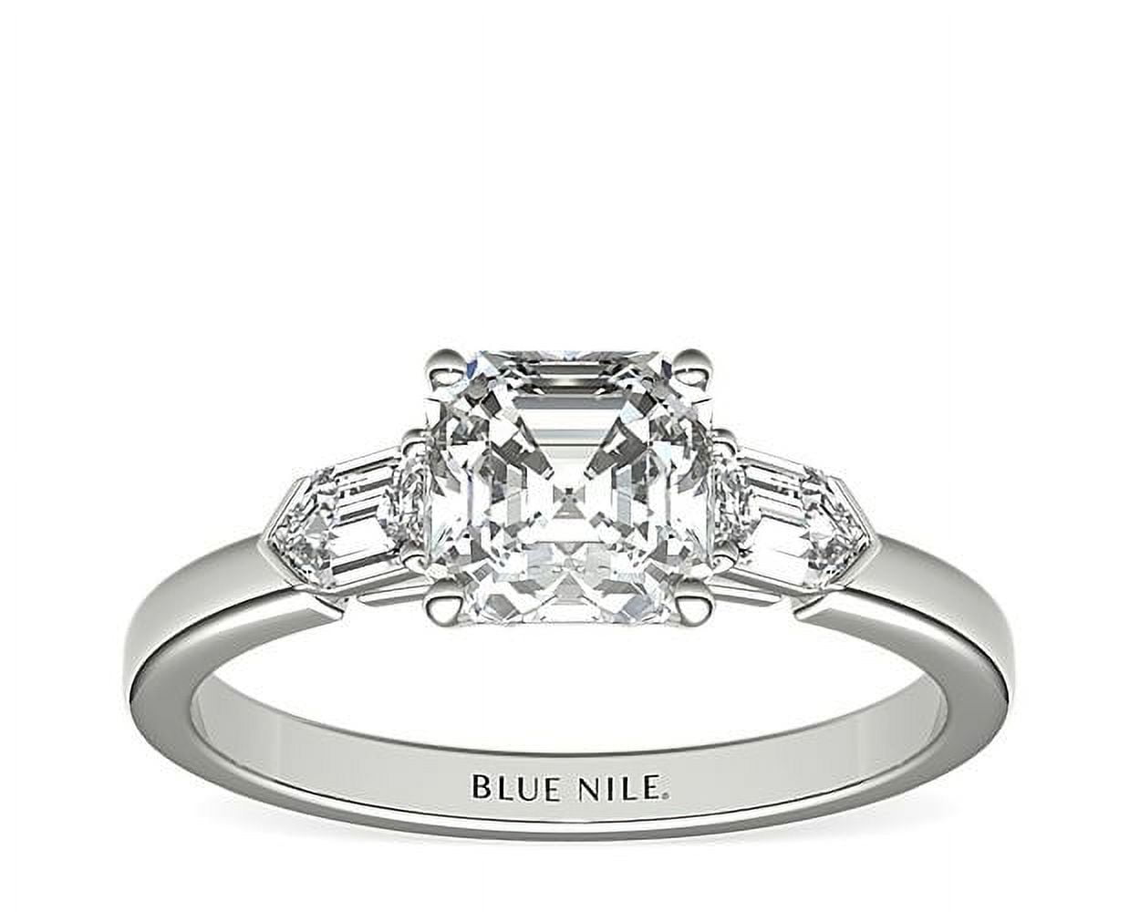 2.25 Ct Natural Lovely Asscher Cut Diamond Three Stone Emgagement Ring ...