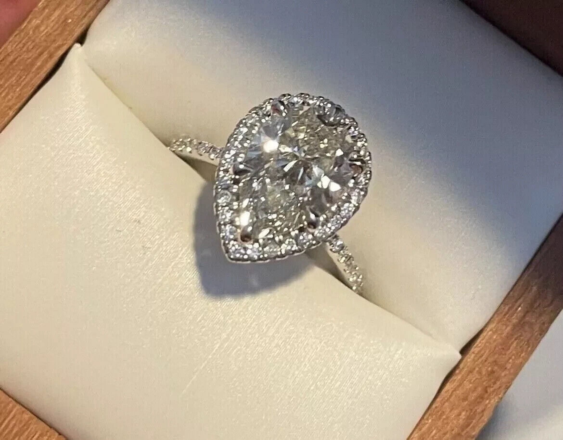 2.25 Ct Pear Cut Lab-Created Diamond 14k White Gold Plated Engagement Ring - Walmart.com